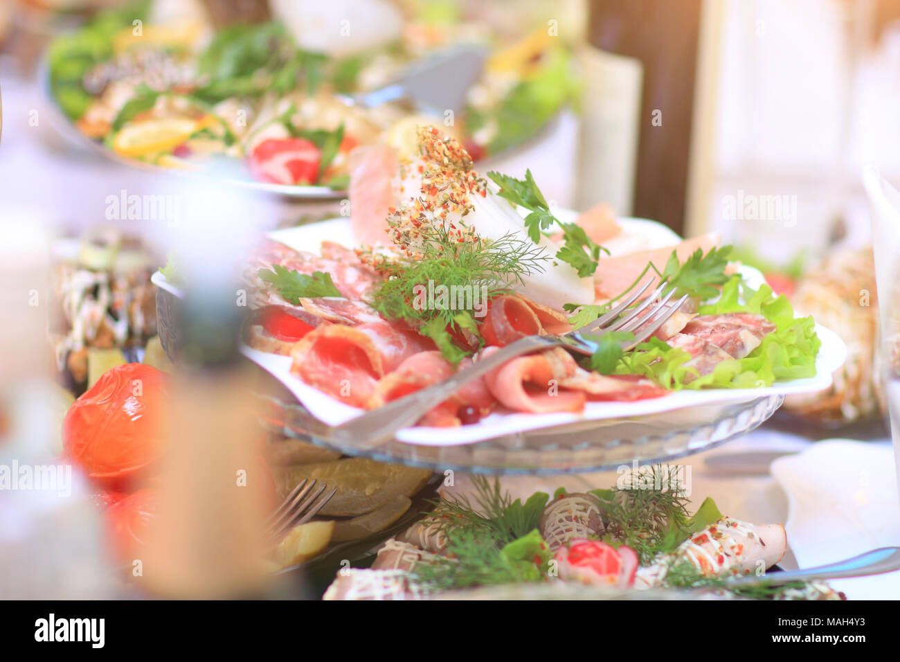 plate of cold meats on plates in the restaurant Stock Photo - Alamy