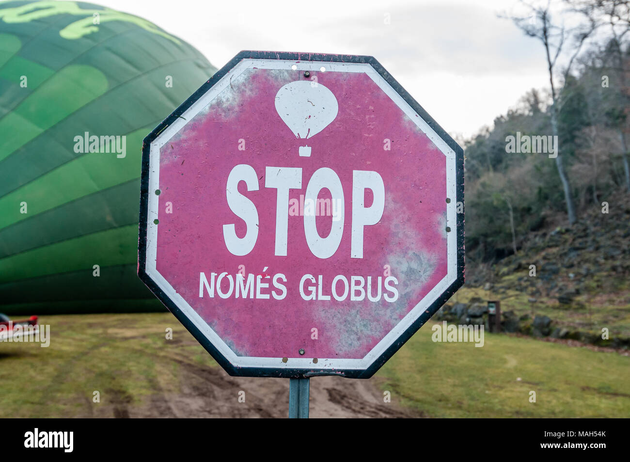 warning sign indicating that only balloons are allowed beyond this ...