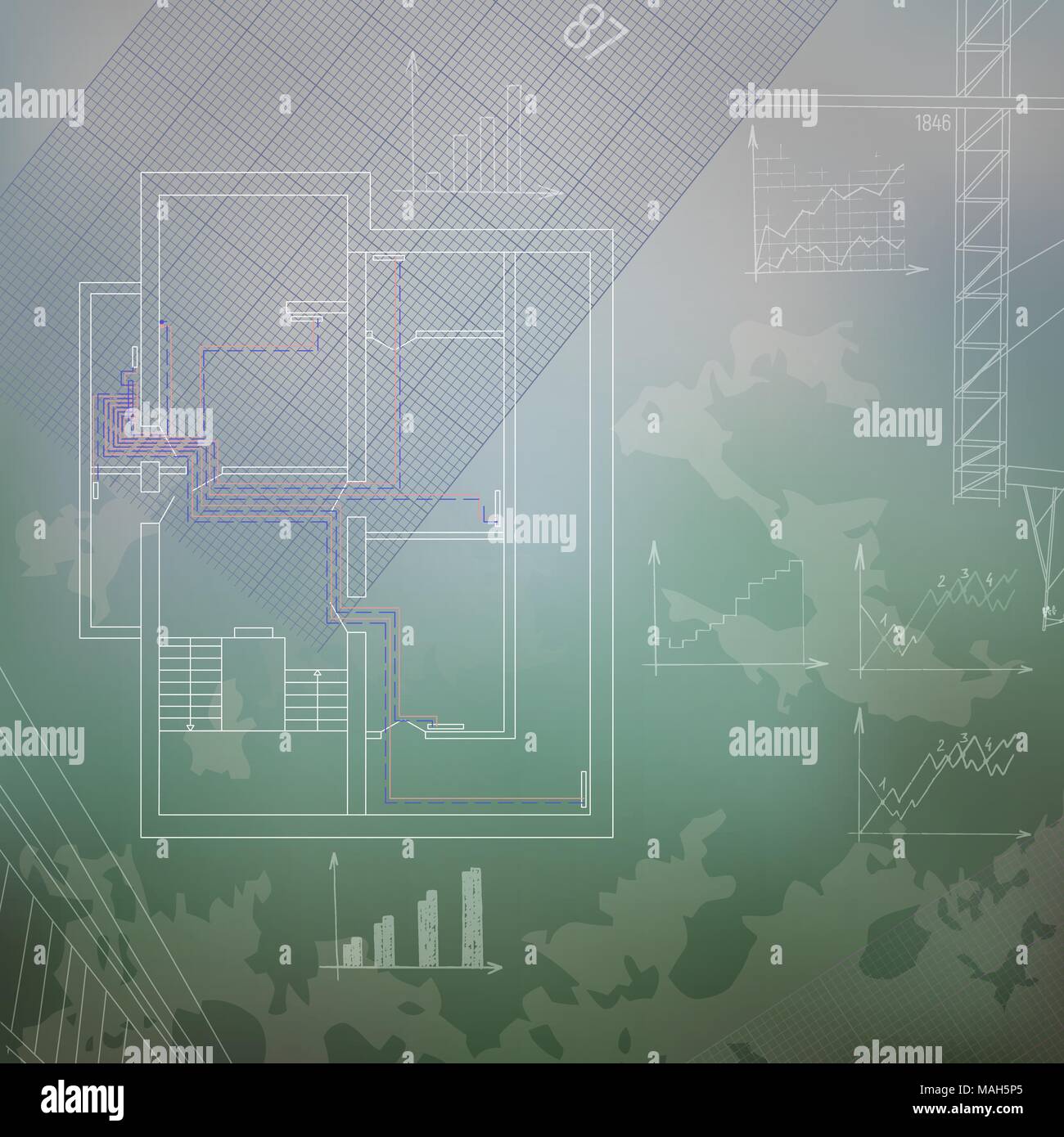 Heating system blueprint Stock Vector Image & Art - Alamy