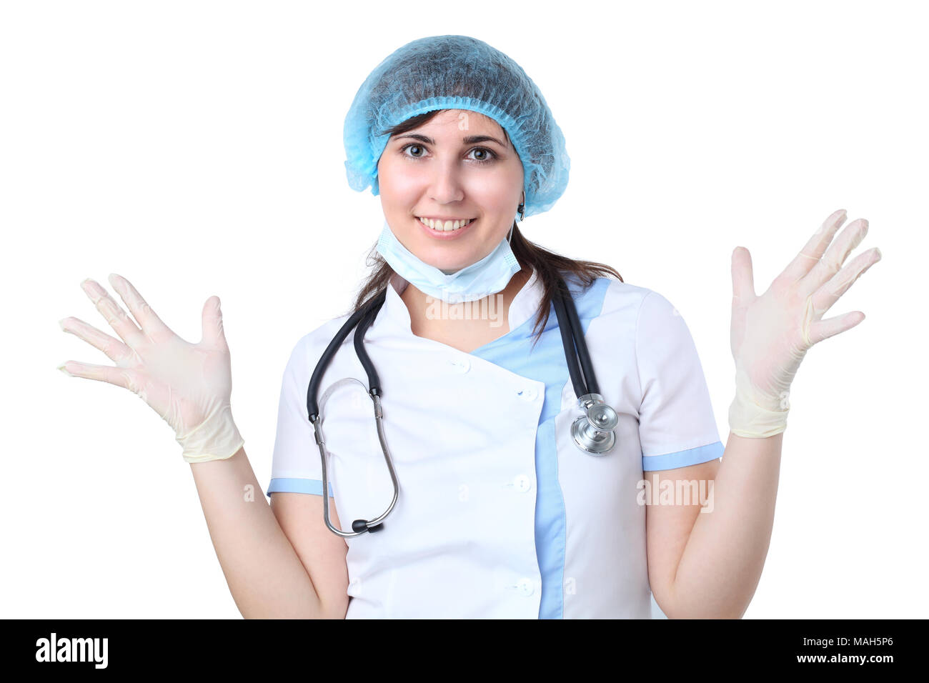 Happy Doctor smiling isolated on white Stock Photo - Alamy