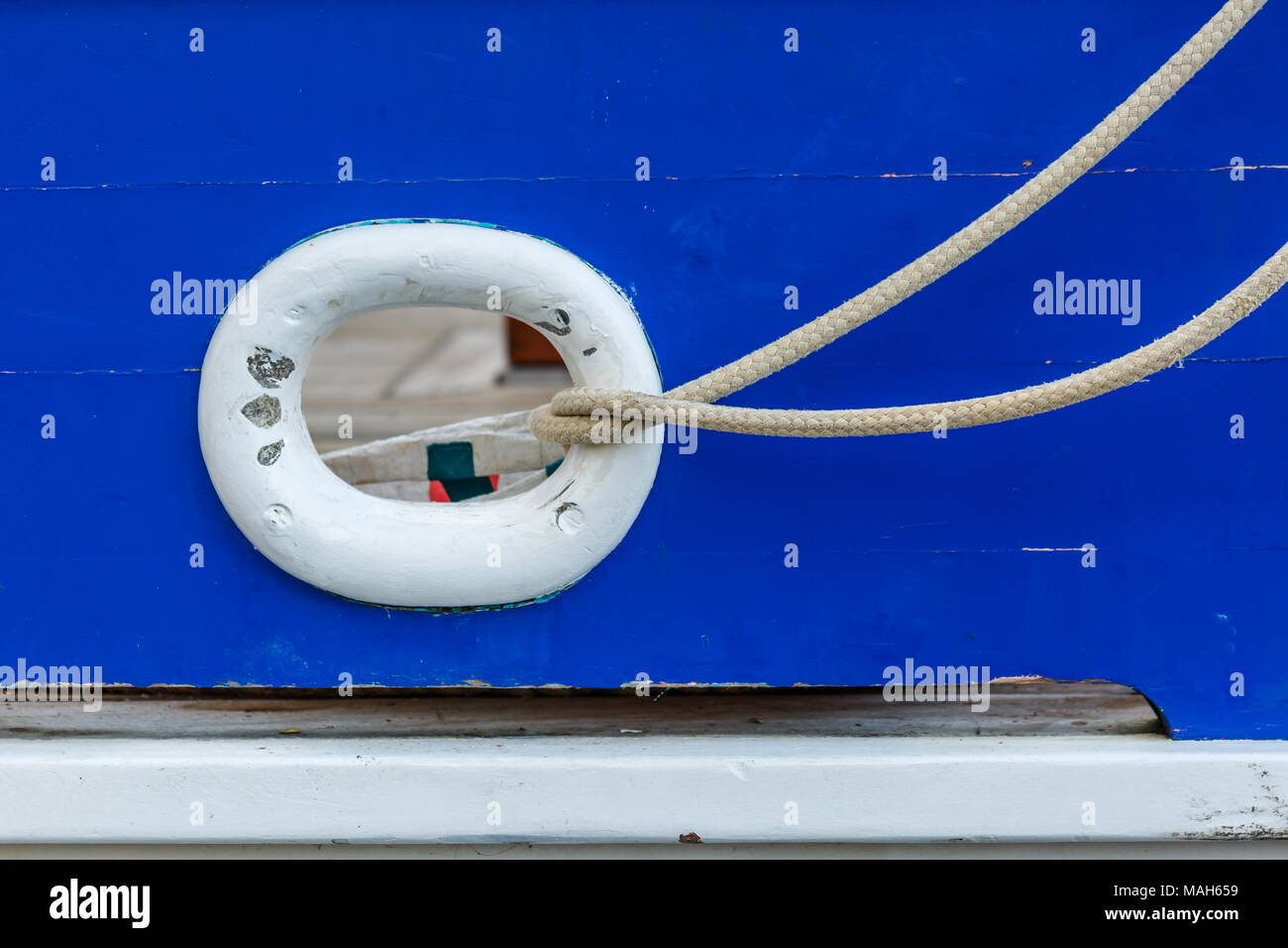 The exit of the rope nautical in Sailing boat Stock Photo - Alamy