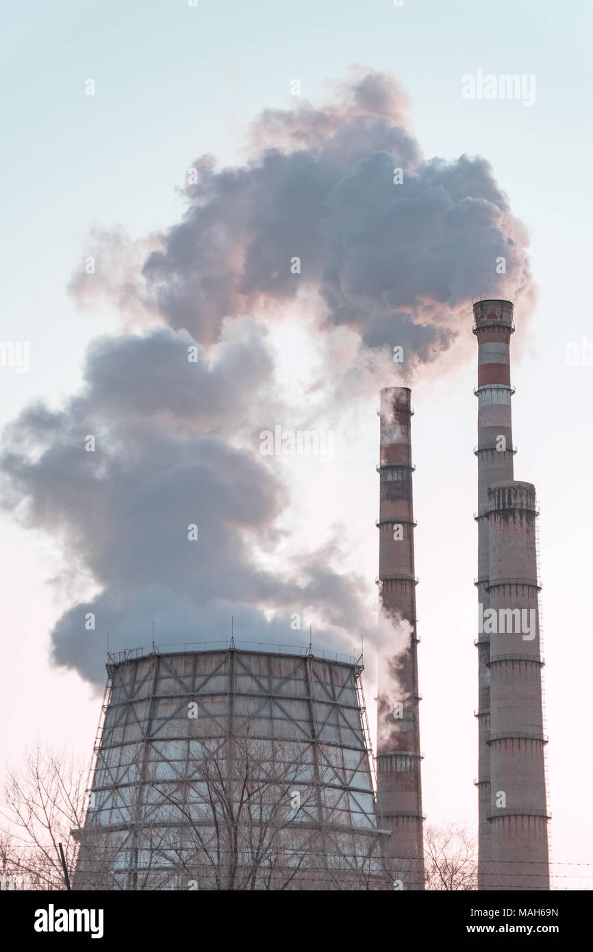 Smoke from factory pipes Stock Photo - Alamy