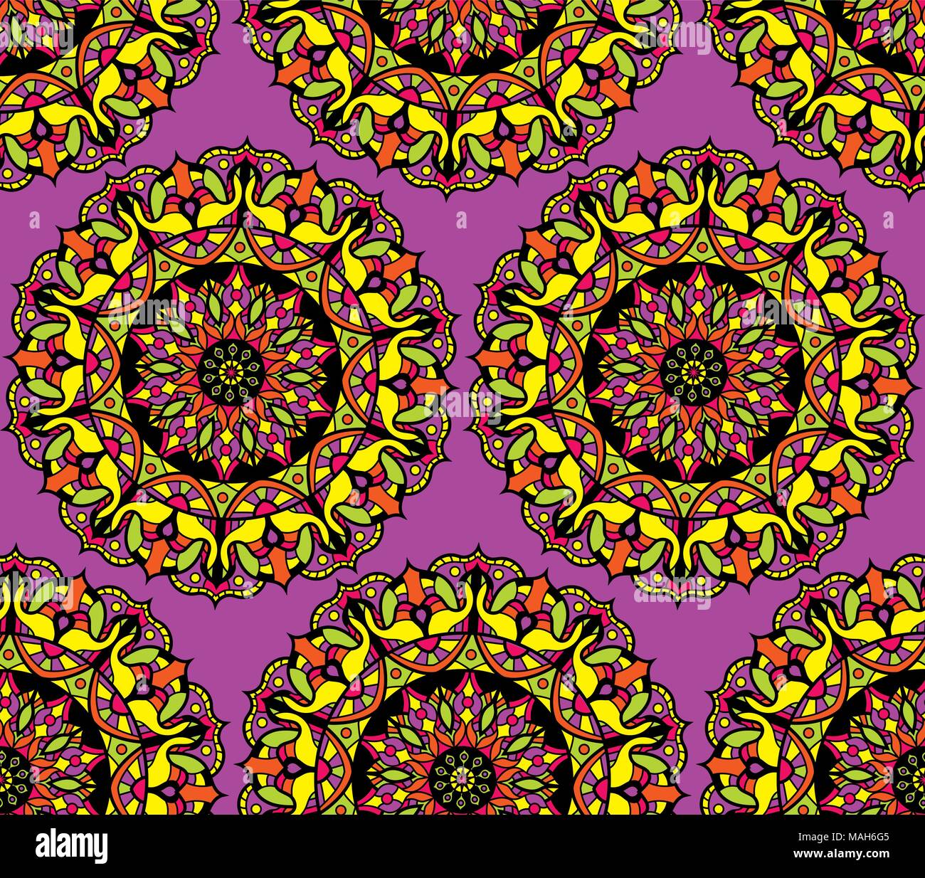 Seamless repeating pattern of colored mandalas Stock Vector Image & Art ...