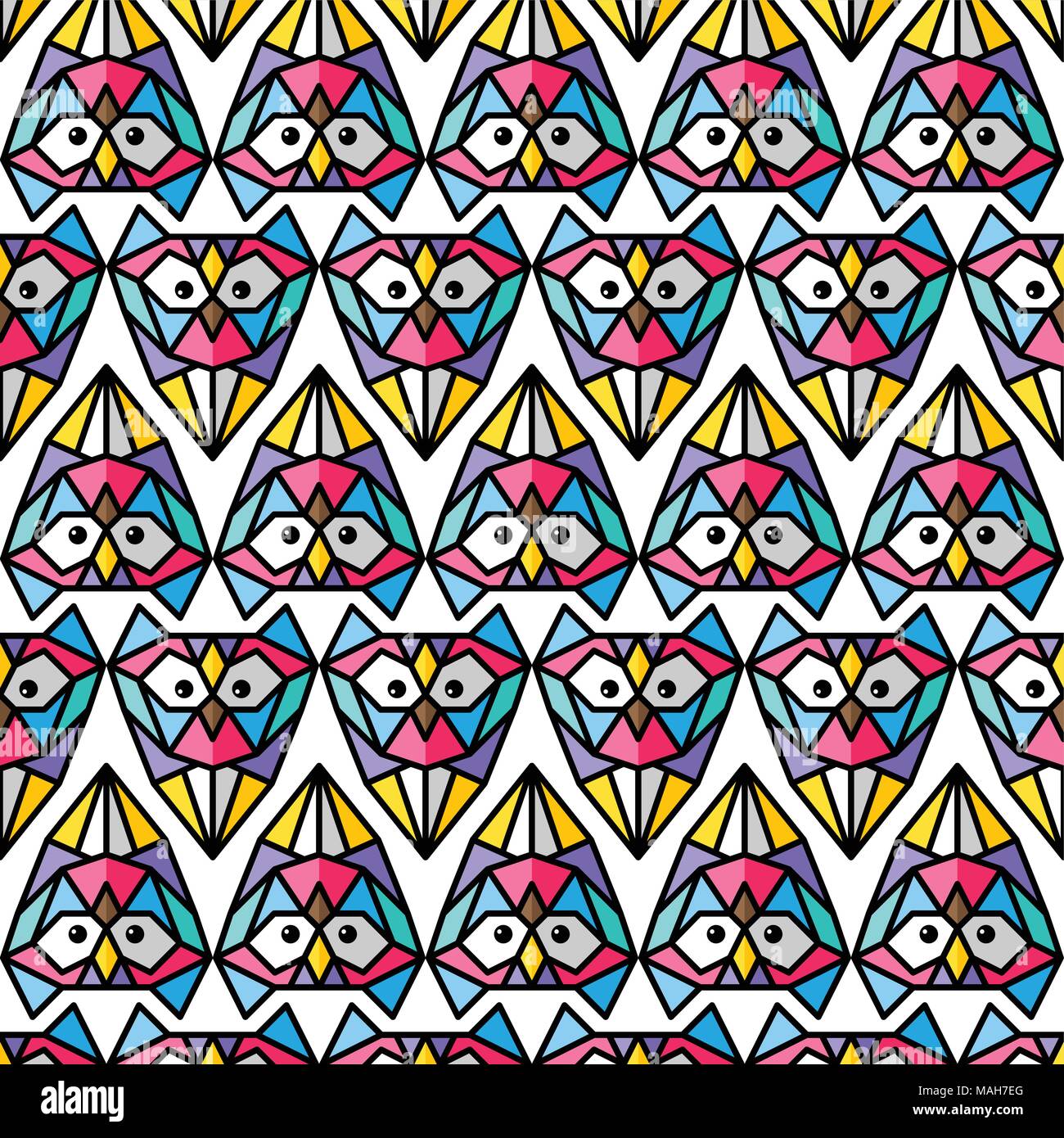 colorful owl background pattern theme vector art Stock Vector Image ...