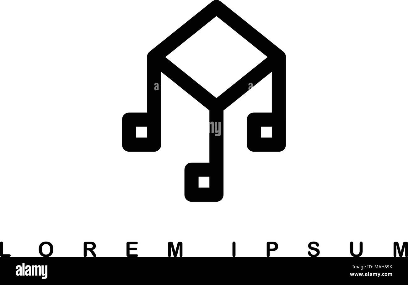 isometric music note sign logo logotype vector art illustration Stock ...