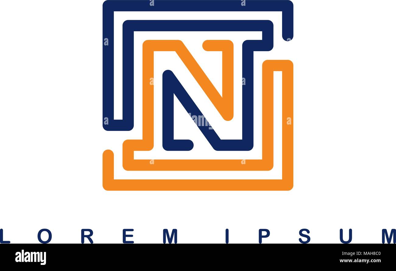 overlap line art template logo logotype alphabet letter n vector Stock ...