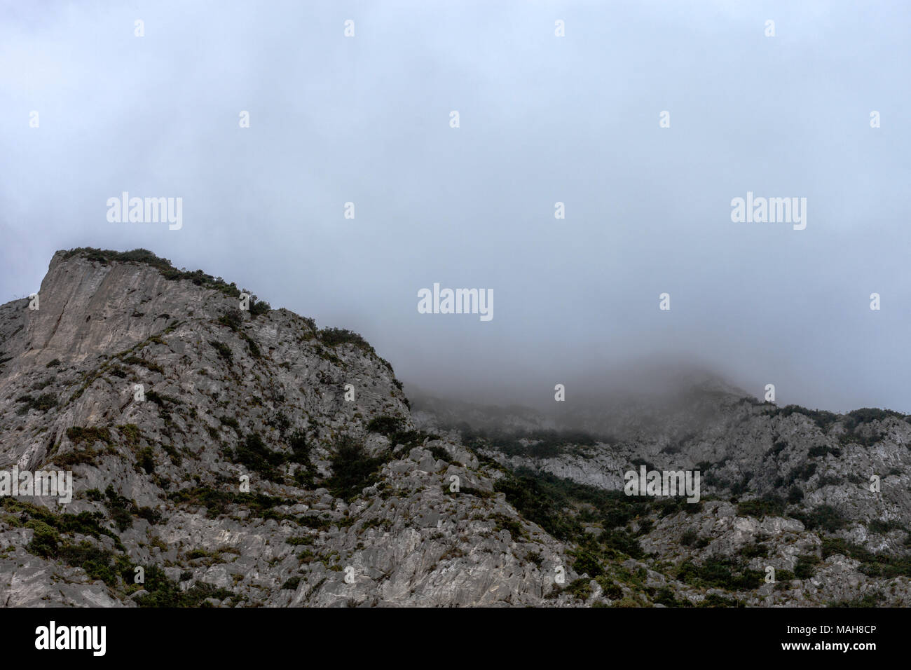 Mountain in one surrounded by fog, Gibraltar Stock Photo - Alamy