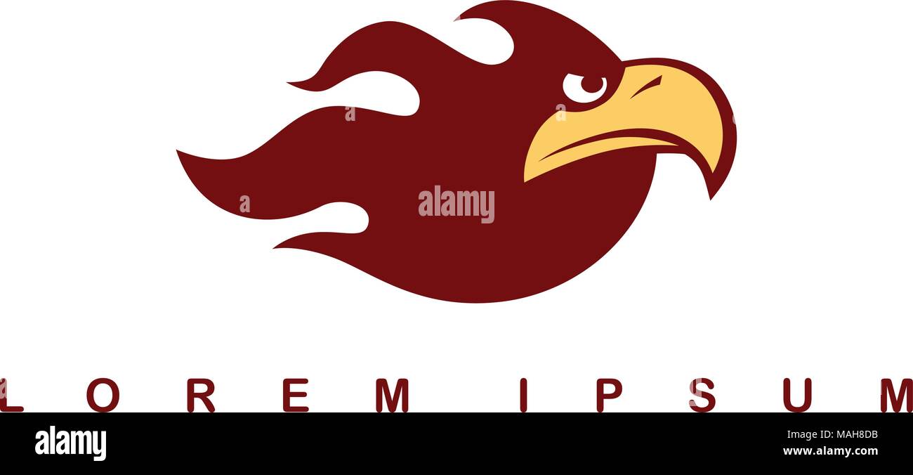fire flame theme eagle hawk bird logo template vector art Stock Vector ...