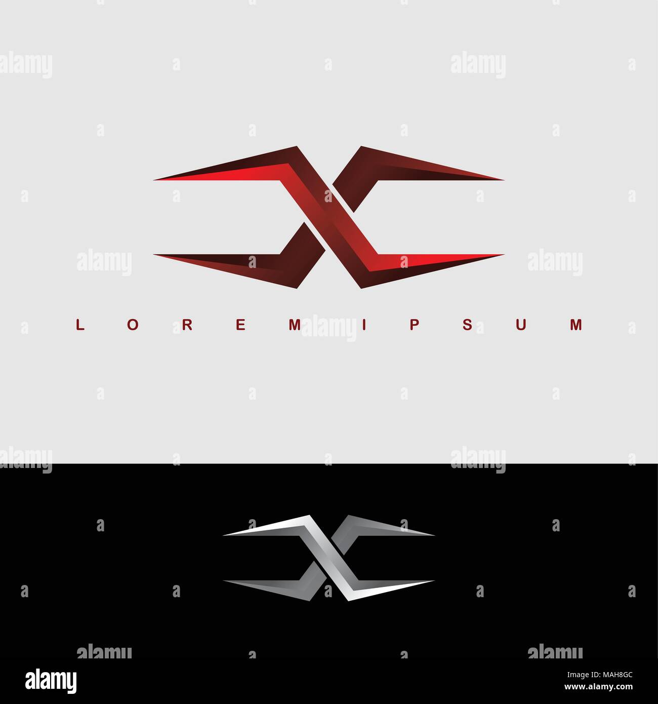 alphabet letter x logo logotype metal steel template vector art Stock ...
