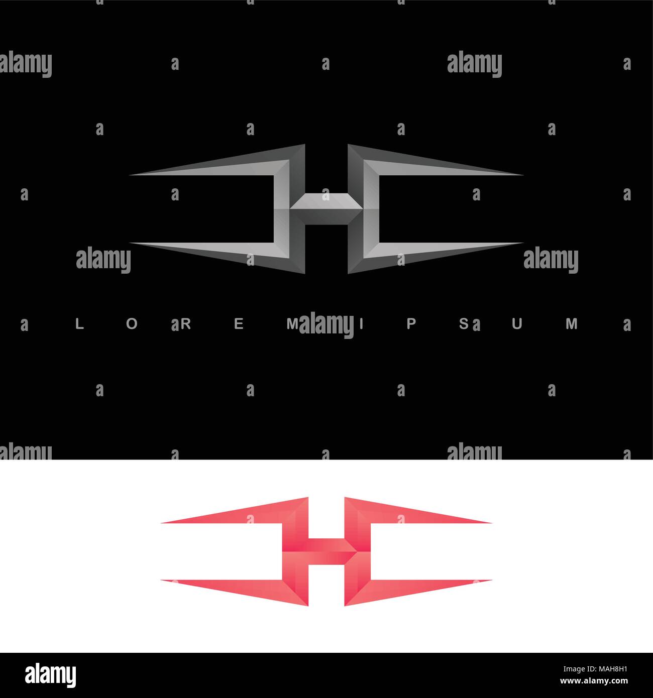 alphabet letter h logo logotype template silver metal steel vector art ...
