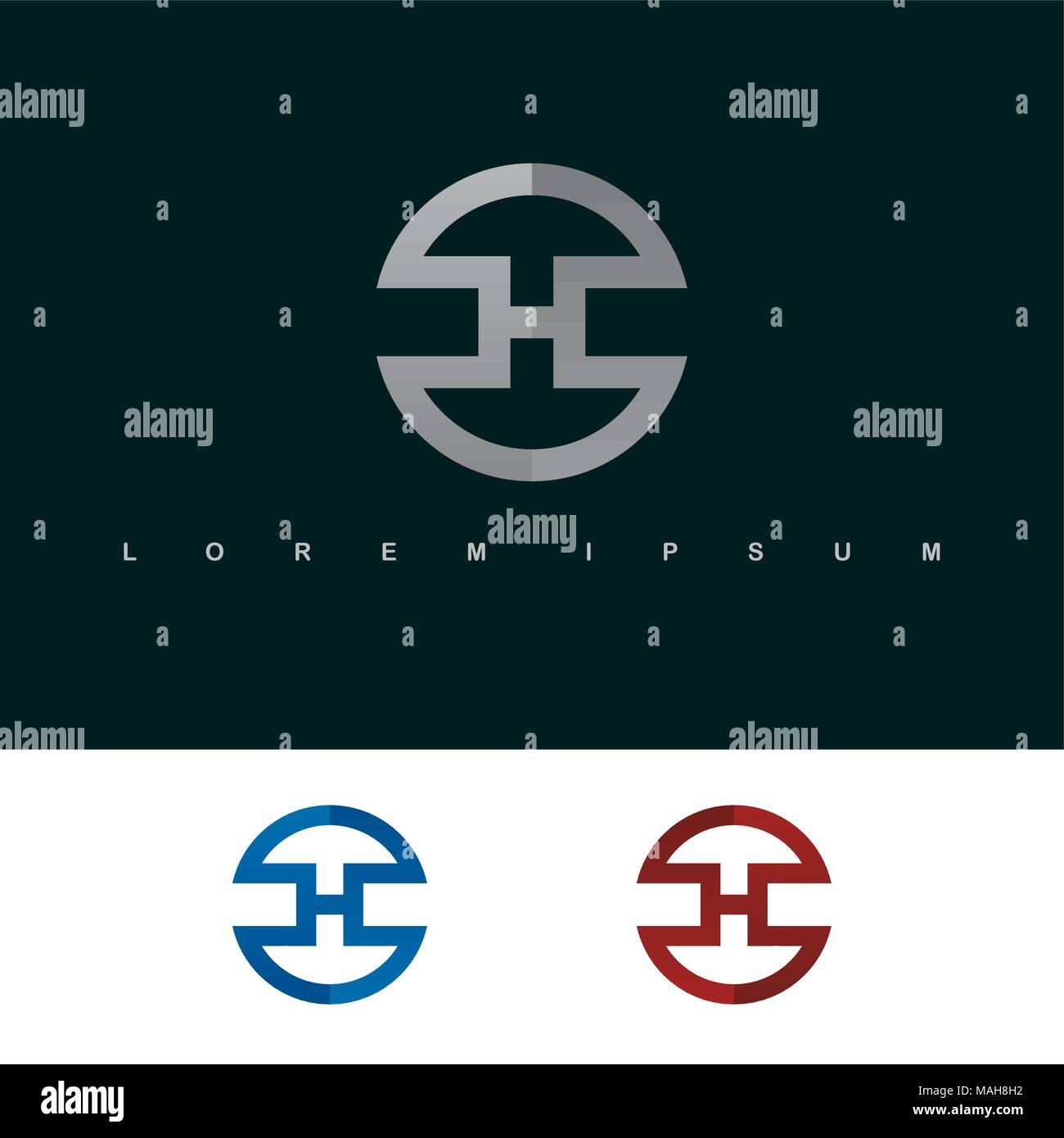 alphabet letter h logo logotype template silver metal steel vector art ...