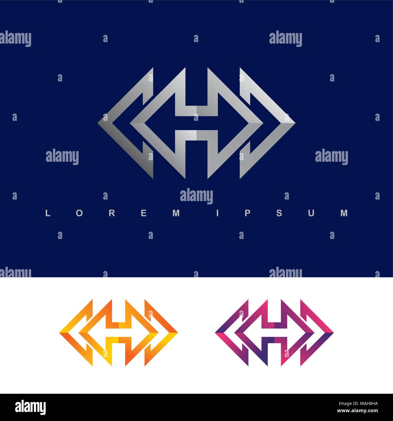 alphabet letter h logo logotype template silver metal steel vector art ...