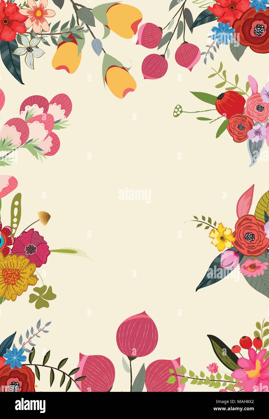 Blooming spring frame background design Stock Vector Image & Art - Alamy