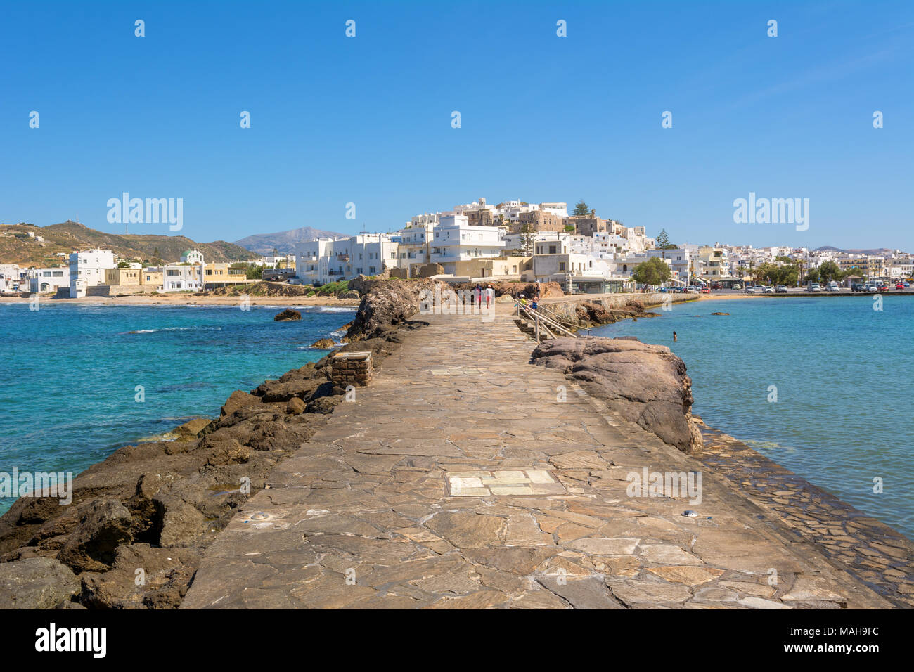 View from the Apollo temple to the city, Naxos (Chora), Cyclades ...