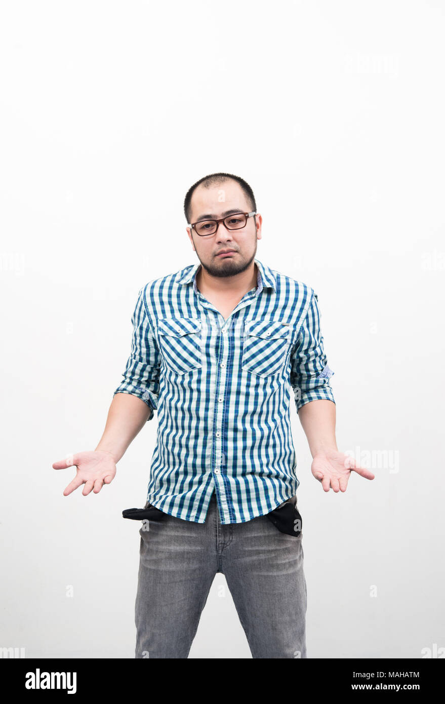 Handsome Man holding up his hands showing he has nothing isolated on ...