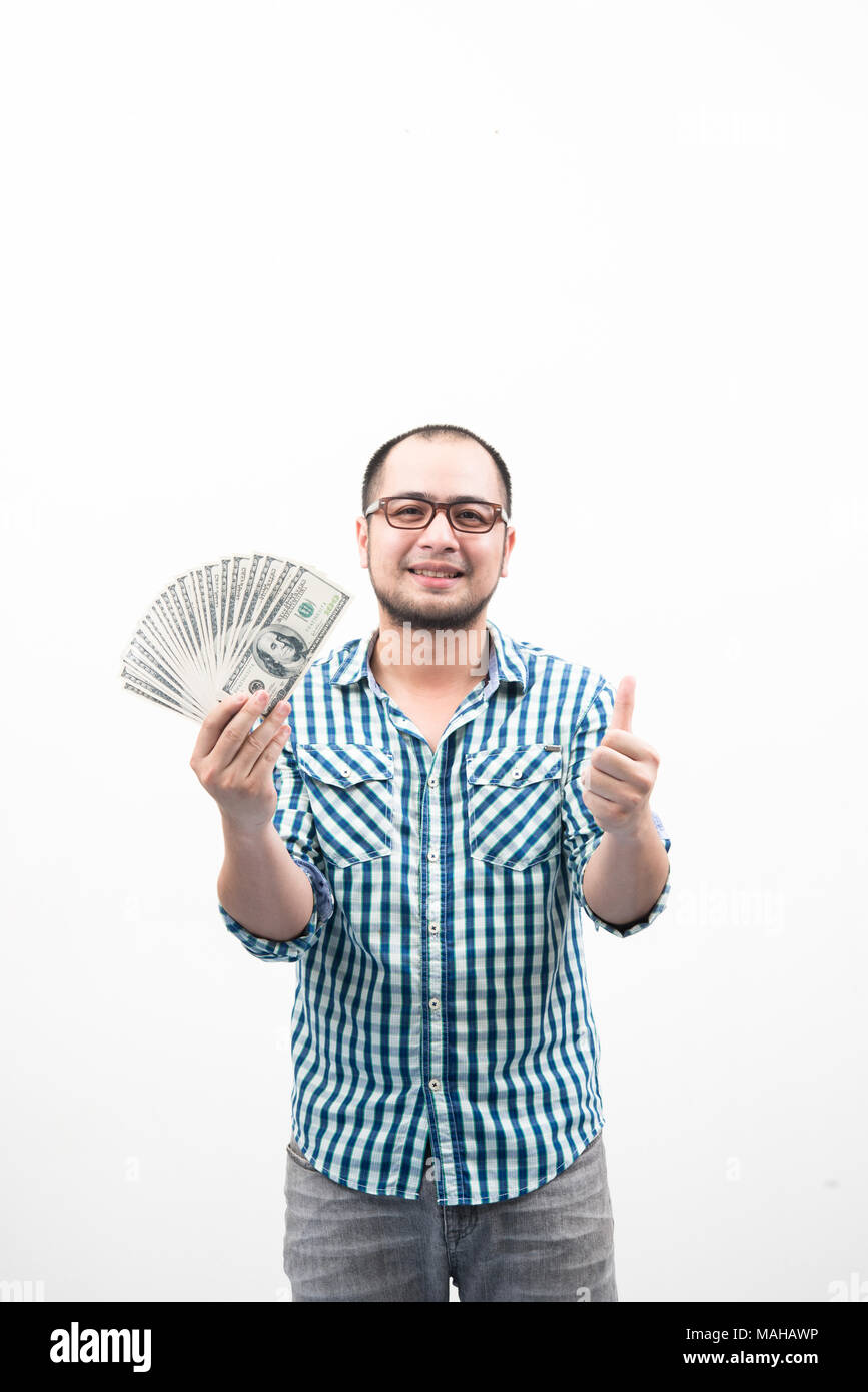 Man with money isolated on white background Stock Photo - Alamy