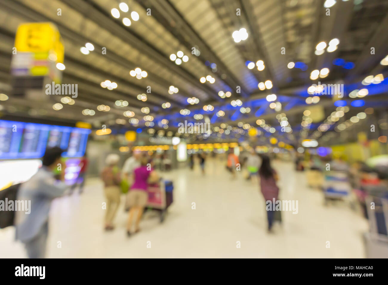 Blurred background : Traveler at airport terminal blur background with ...