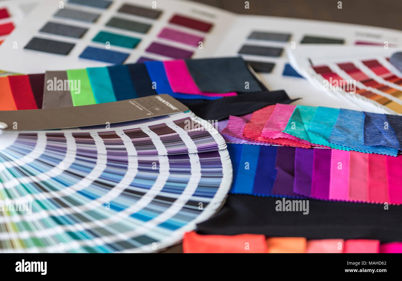 Pantone Books and Colourful Fabrics Stock Photo - Alamy