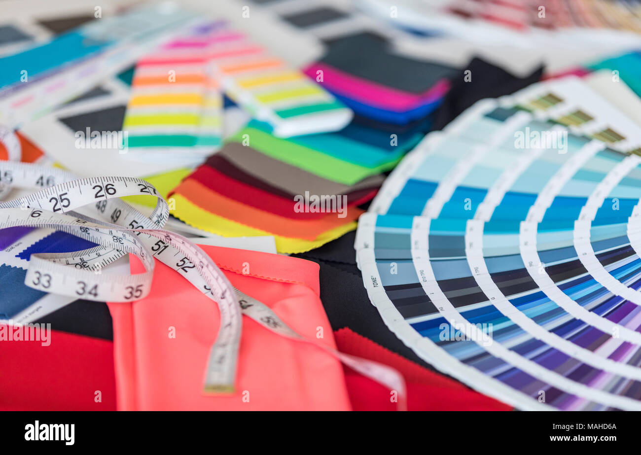 Pantone Books and Colourful Fabrics Stock Photo - Alamy