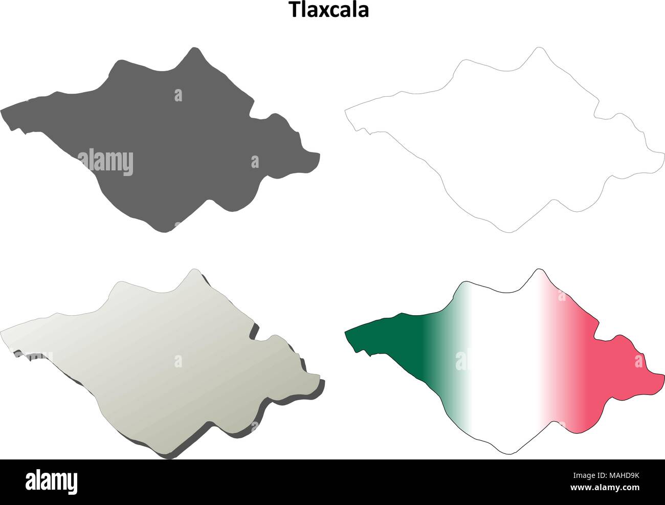 Tlaxcala outline map hi-res stock photography and images - Alamy
