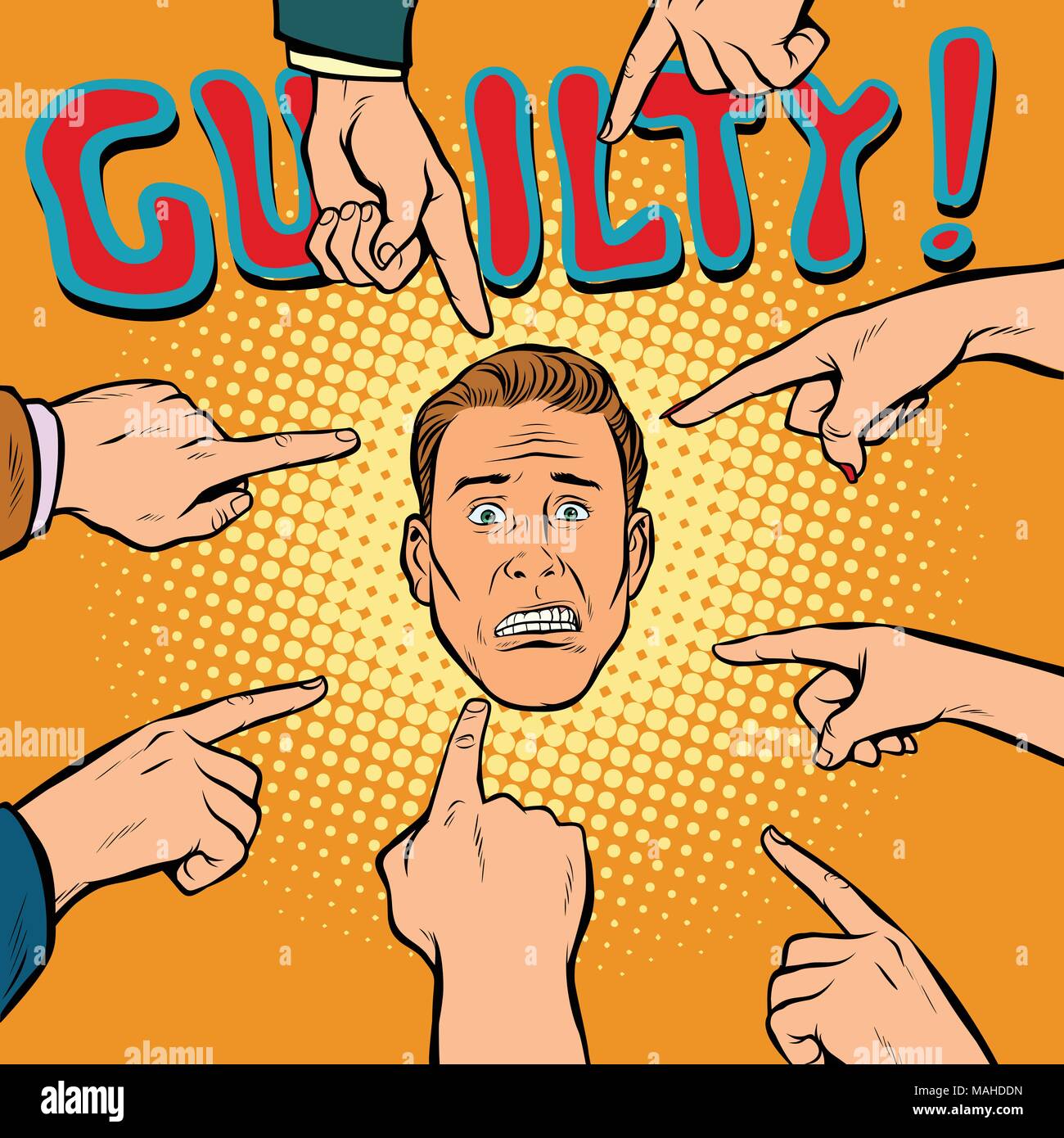 guilty, hands point to the center Stock Vector Image & Art - Alamy