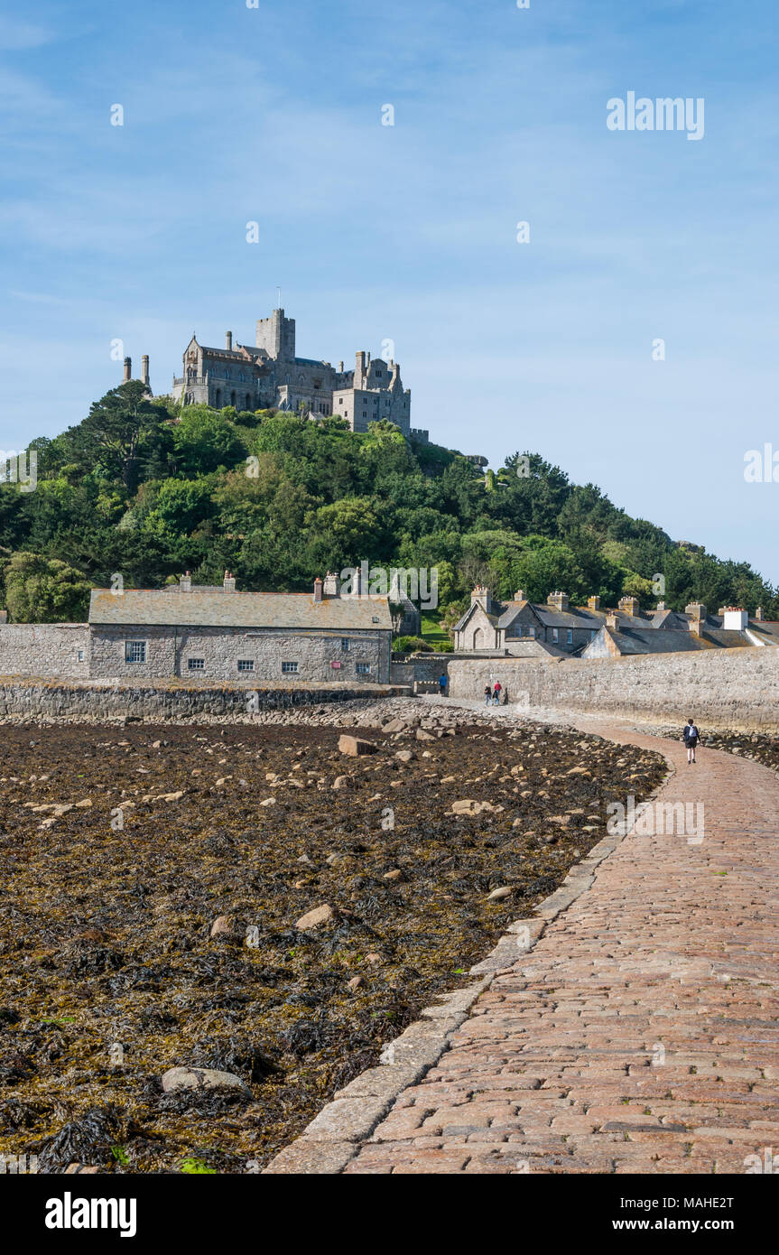 From the mainland, a view at low tide of St. Michael's Mount and ...
