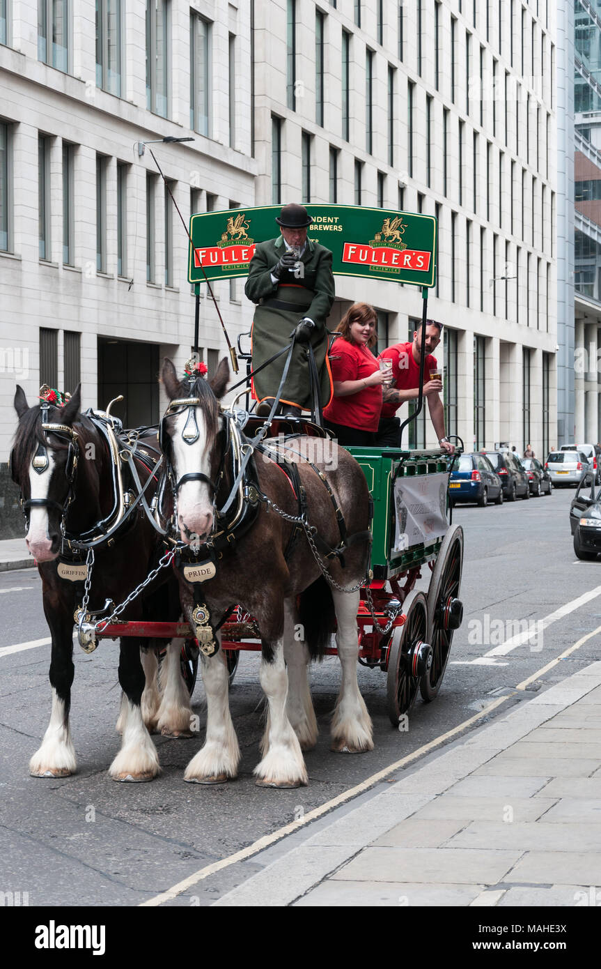 Fuller's brewery horse drawn dray participating in a beer festival held ...