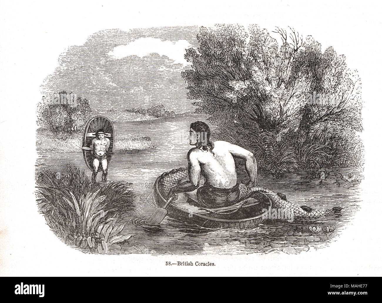 Ancient Britons fishing with coracles Stock Photo - Alamy