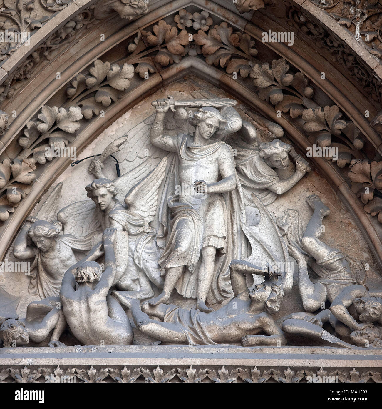 Detail of the wall reliefs on St Michael Cornhill by John Birnie Philip ...