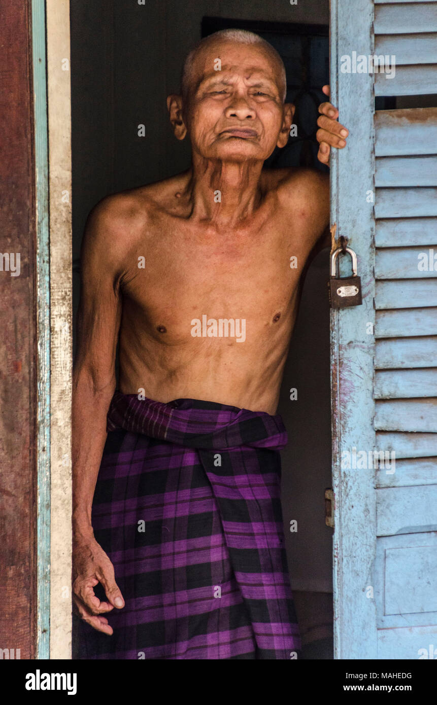 An old man of the Cham ethnic group in Chau Doc, Vietnam Stock Photo ...