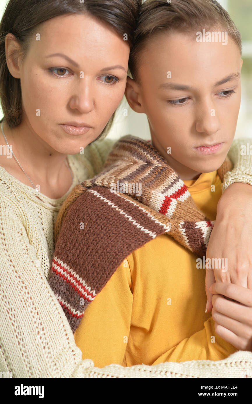 sad mother and son Stock Photo - Alamy