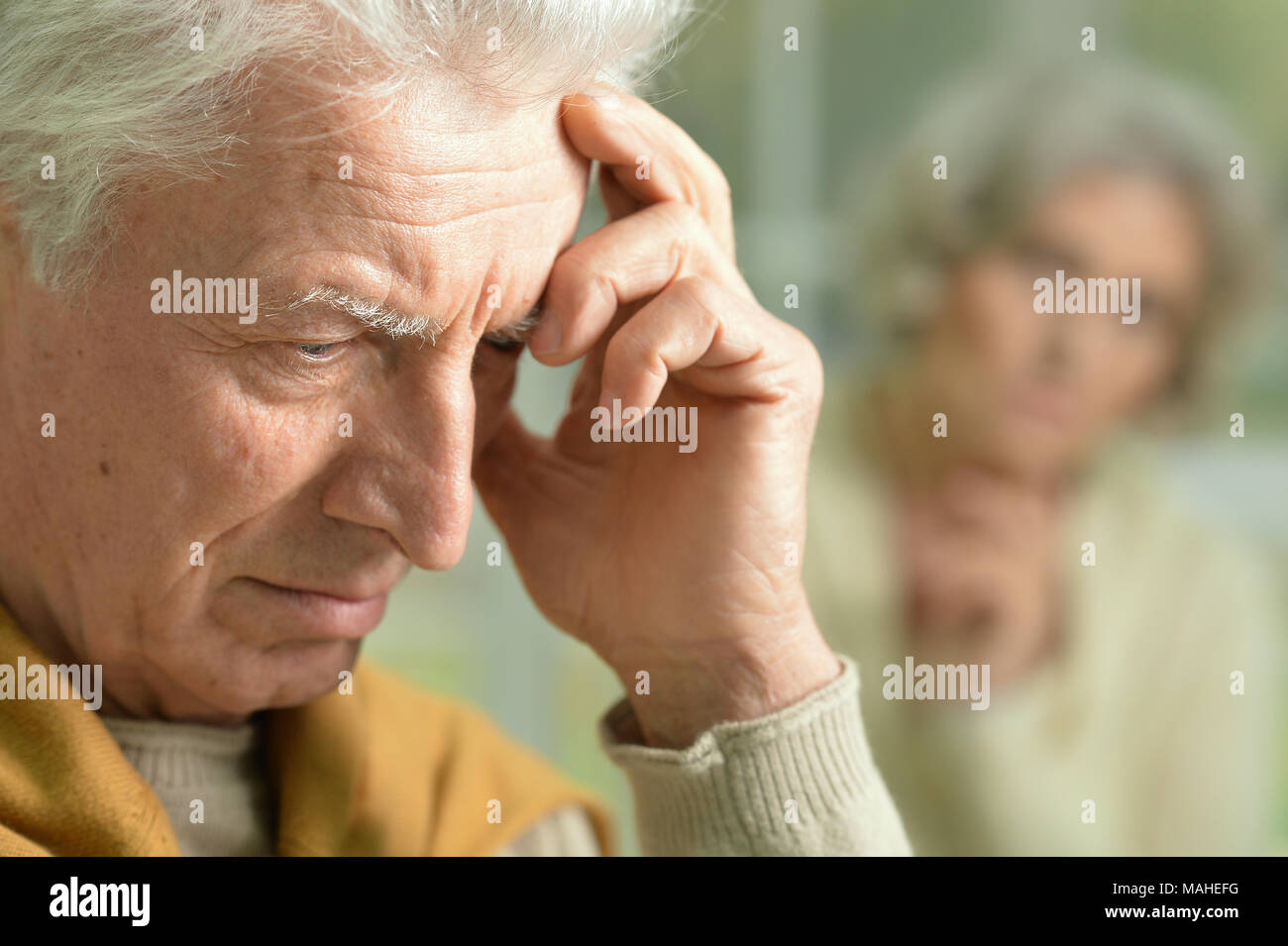Portrait of Sad senior man Stock Photo - Alamy