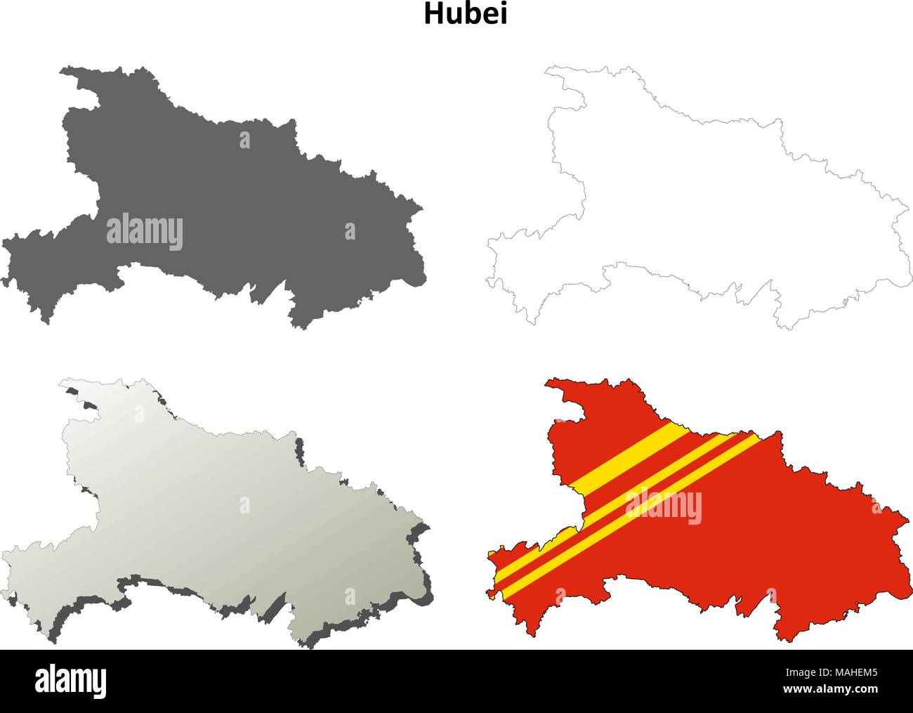 Hubei blank outline map set Stock Vector Image & Art - Alamy