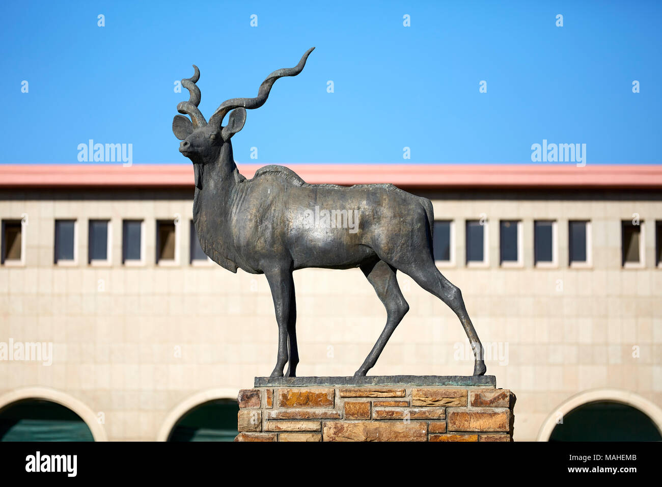 Kudu statue on the corners of Independence Avenue and John Meinert ...