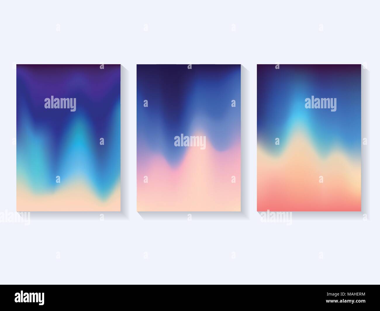 Bright gradient background Three trendy templates with ink gradient ...