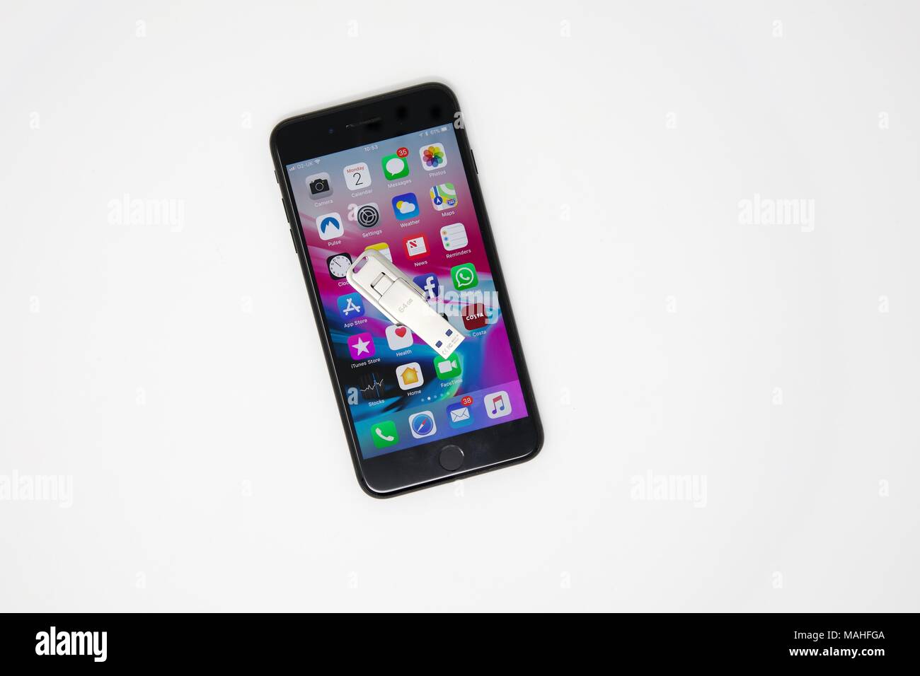 Apple iPhone 7 Plus with Omars Lightning to USB Memory Stick Stock ...