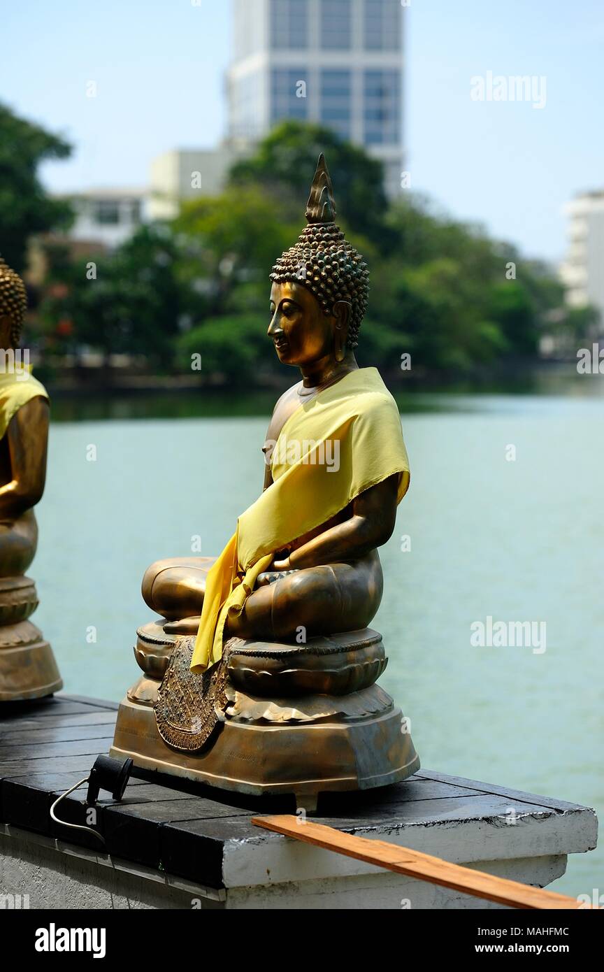 Colombo, Sri Lanka - January 2017:Buddha statues and the new city ...