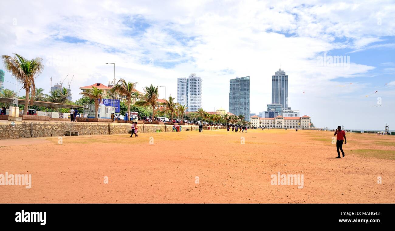 Colombo, Sri Lanka - January 2017:Tourists on the beach in Colombo ...