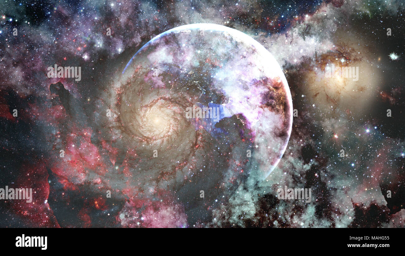 Earth and galaxies in space. Elements of this image furnished by NASA ...