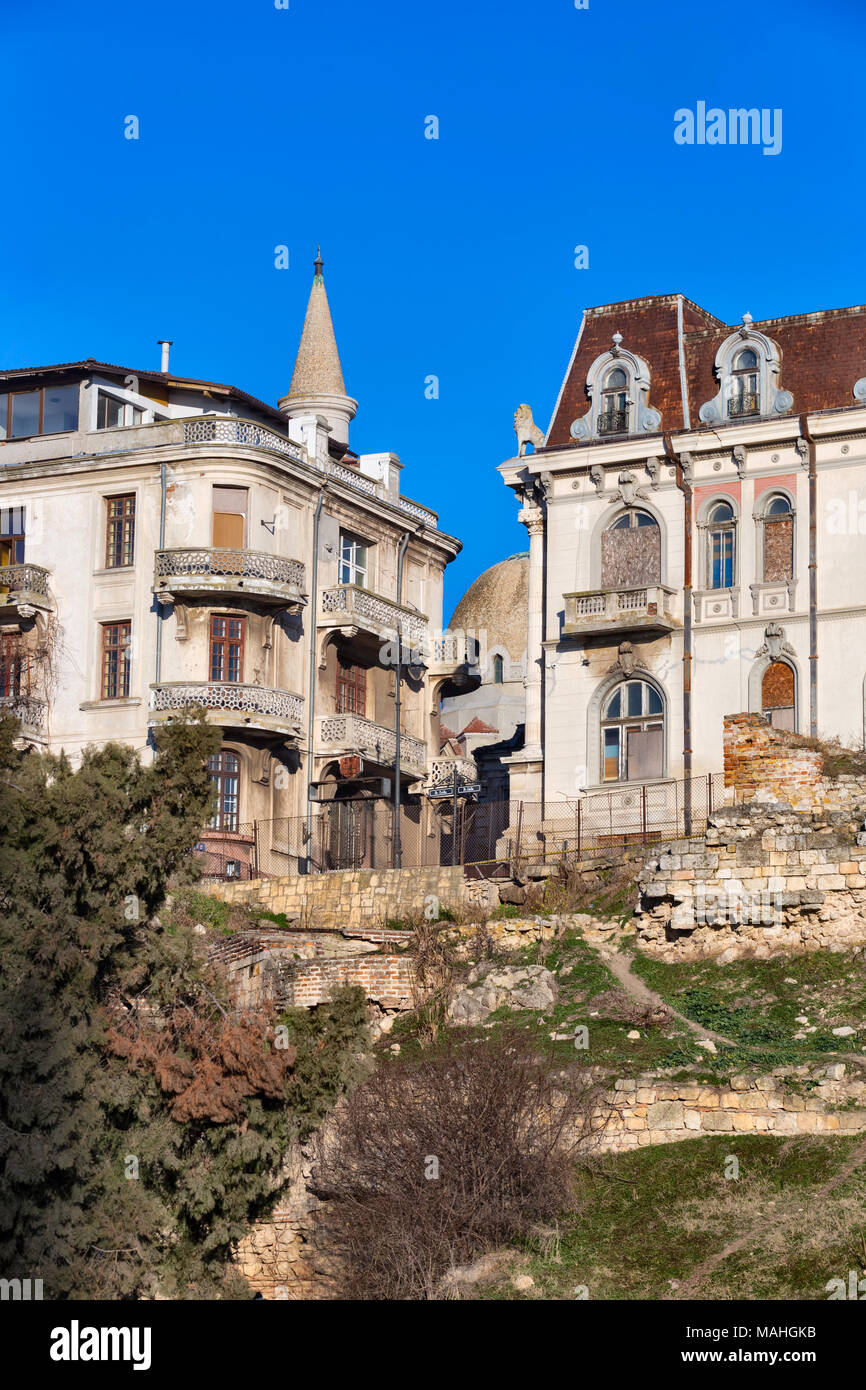 The remaining historic buildings and city walls of Constanta Romania ...