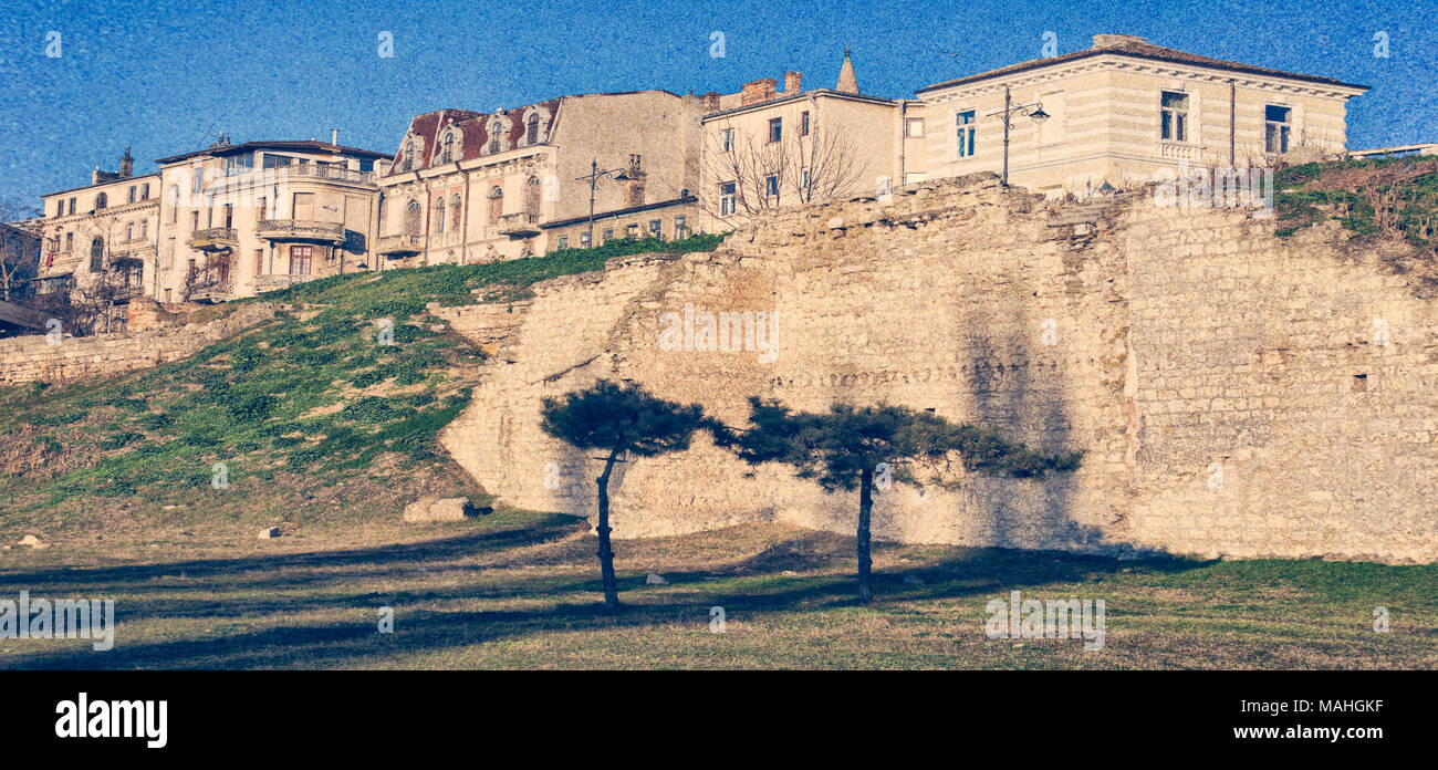 The remaining historic buildings and city walls of Constanta Romania ...