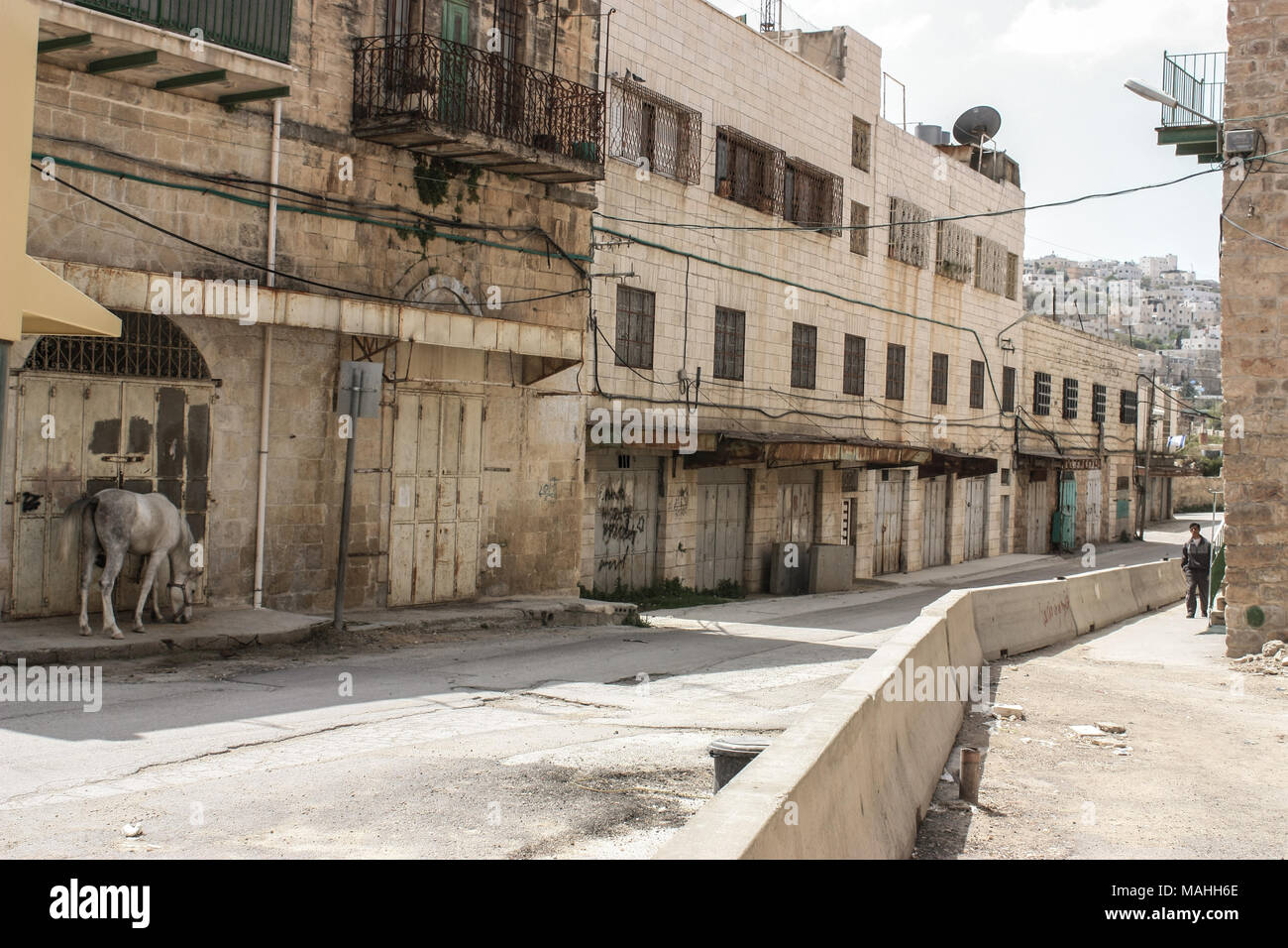 Abandoned Street of the city of Hebron in the occupied Palestinian ...