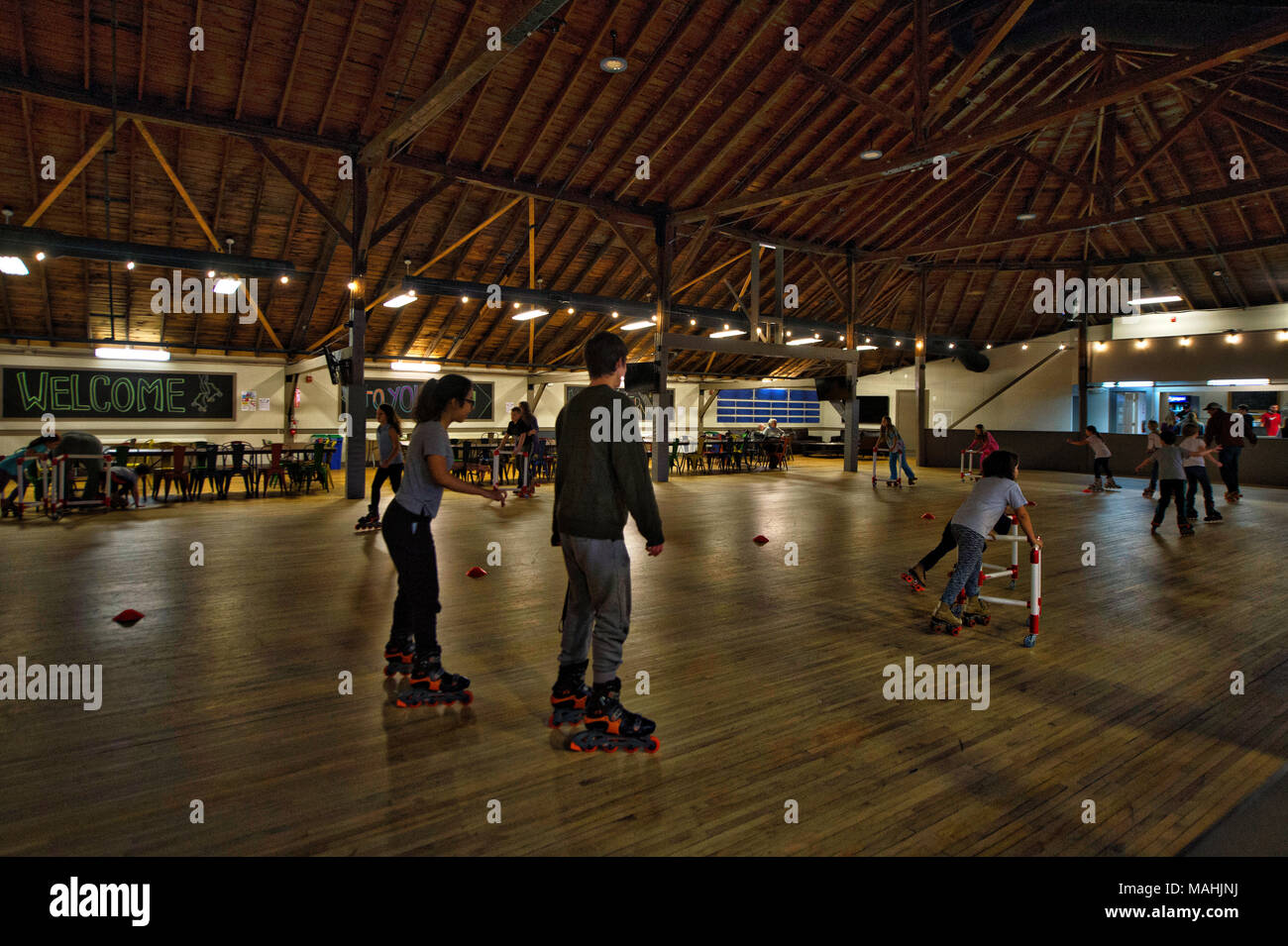 UNITED STATES: April 2, 2018: Kids and parents enjoy the last day of ...