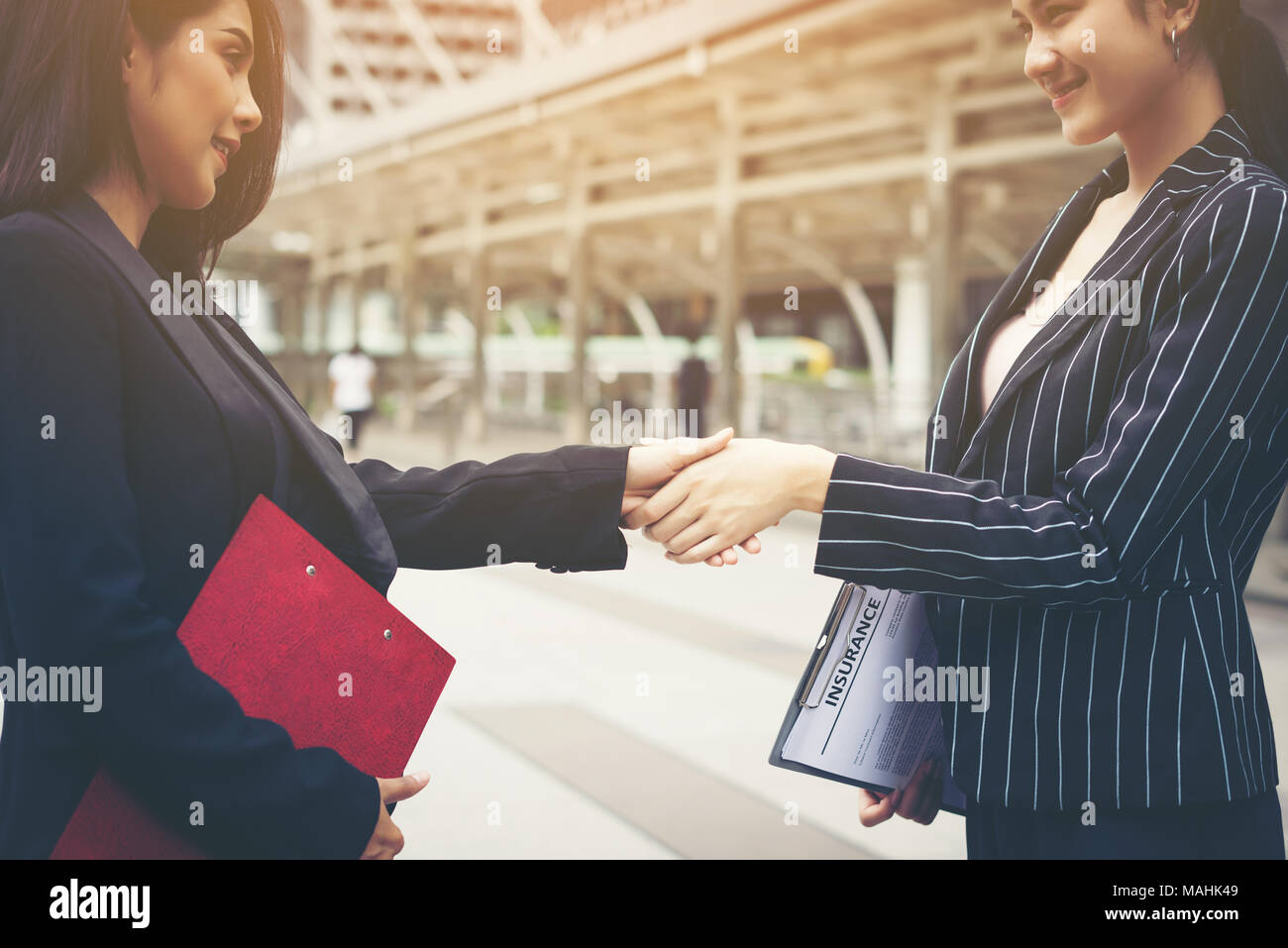 Businessmen handshake with workmate,Handshake business partner work ...
