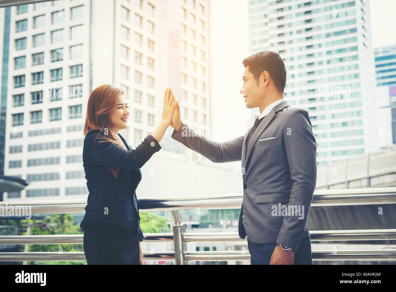 Close up of Happy Business people Showing High Five Sign with team ...