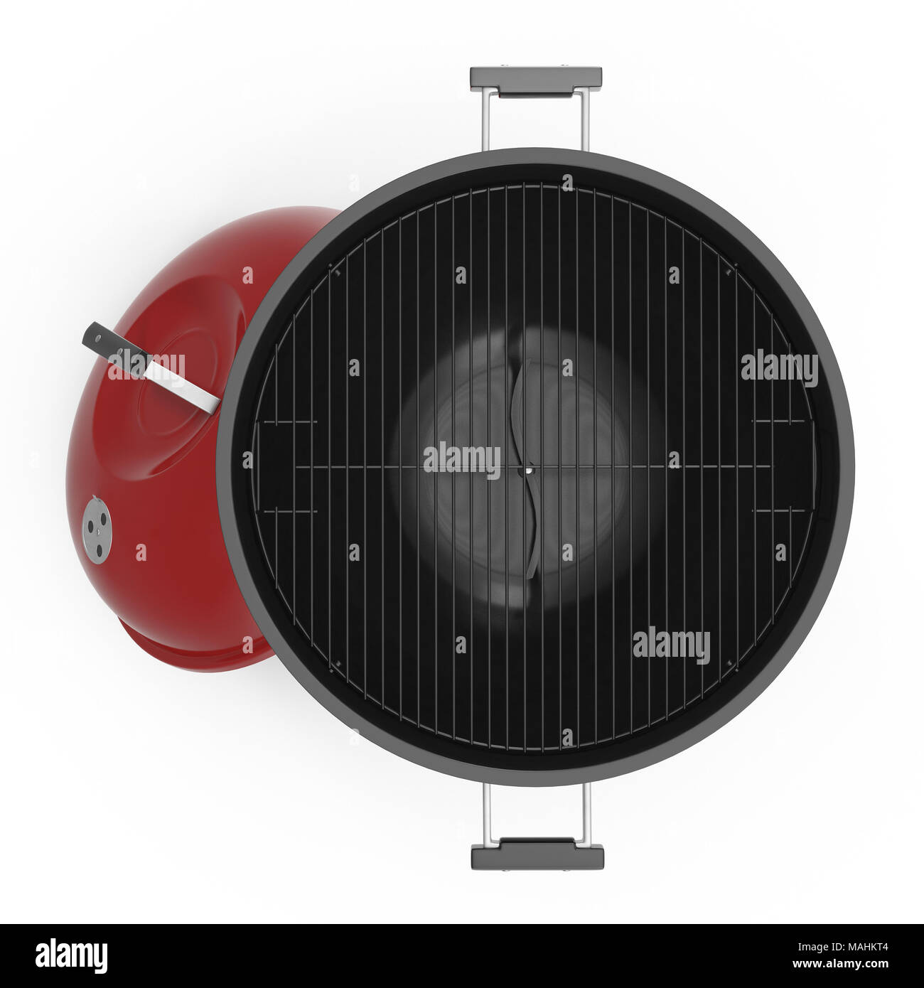 kettle bbq. open barbecue grill on a white. Top view. 3D illustration ...