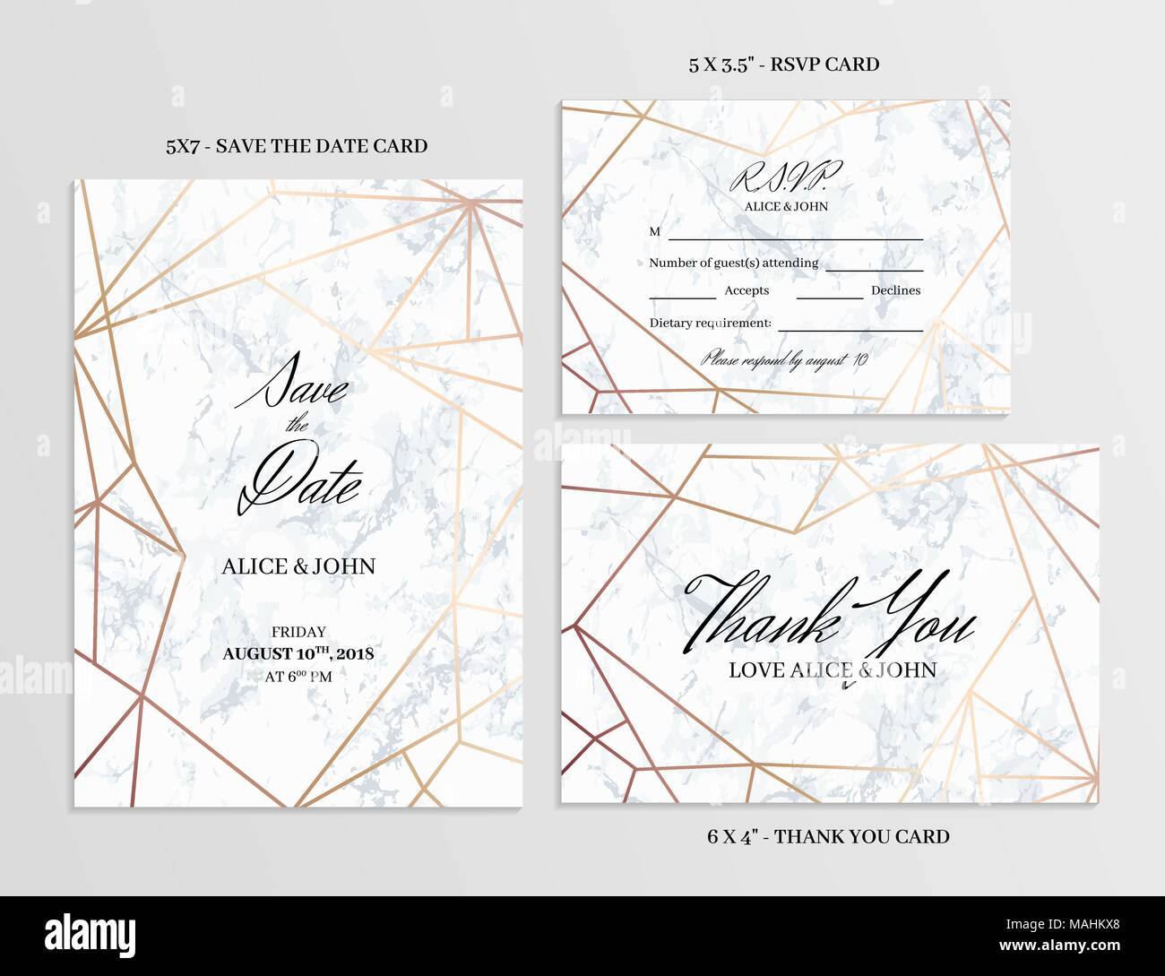Wedding set. Cards template of geometric design Stock Vector Image ...