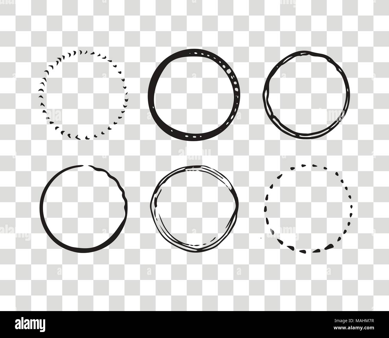 Hand drawn elements for logotype with circles, isolated on background ...