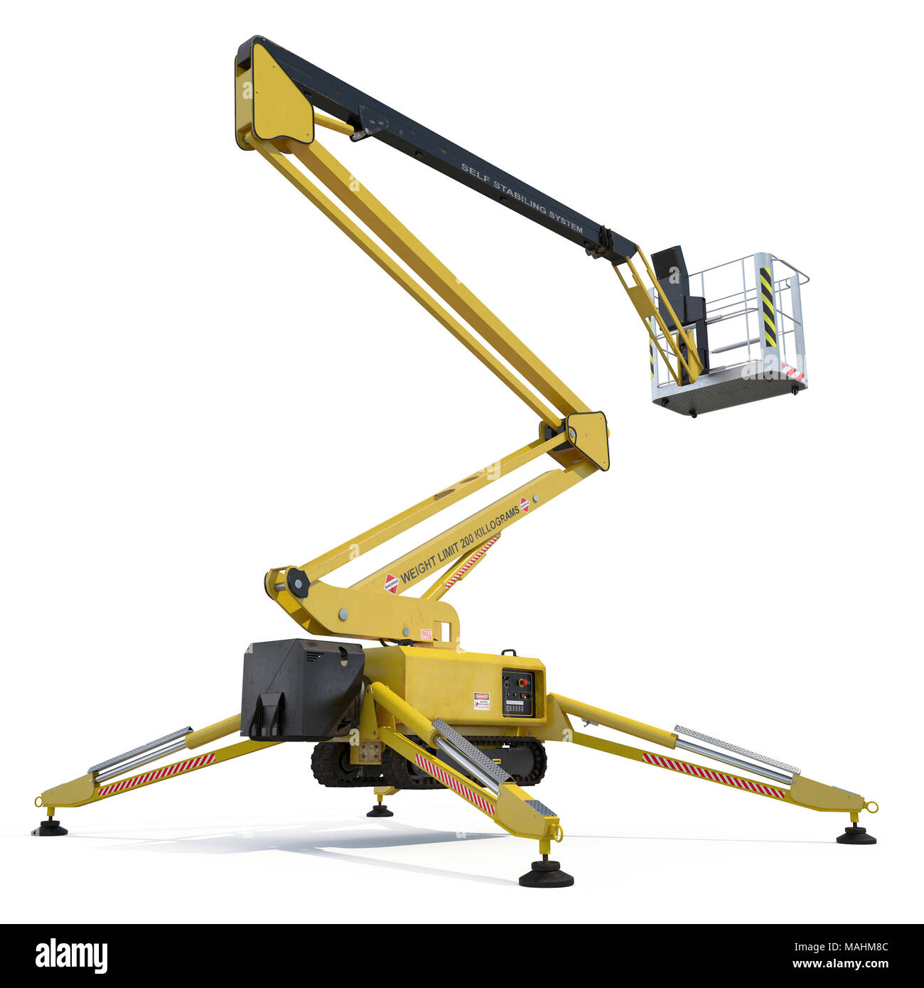 Engine Powered Scissor Lift on white. 3D illustration, clipping path ...
