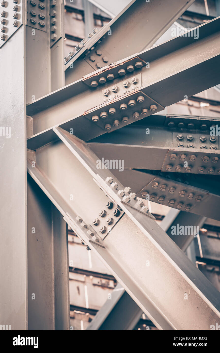 Steel Bridge frame close up. Toned image Stock Photo - Alamy